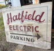 Double-Sided Painted Wood Sign with ‘Hatfield Electric Parking’ Text ...