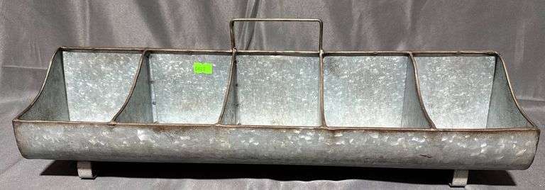 Galvanized Metal Divided Tray with Handle and Eight Compartments ...