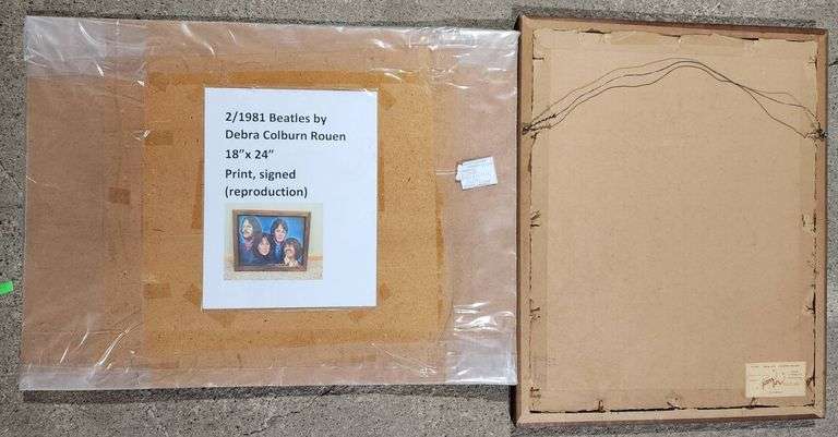 Framed Child Portrait Photograph and 1991 Beatles Illustration by Debra ...