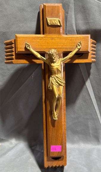 Wall-Mounted Cross with Brass Corpus and INRI Plaque - Metzger Property ...