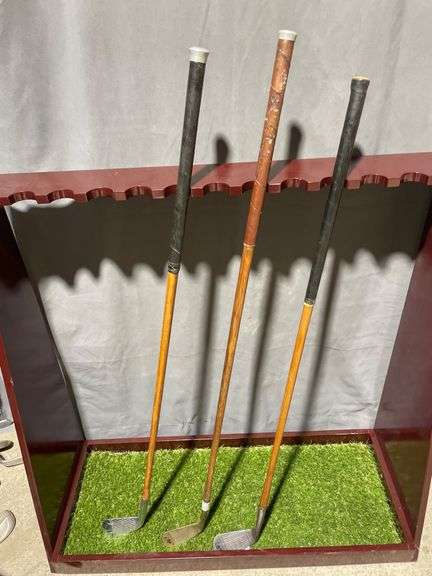 Three Golf Clubs Including Bee-Line, Rustless Mid-Iron, and Windsor ...