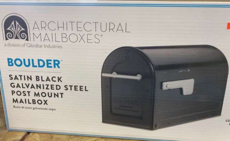 Architectural Mailboxes Boulder Black, Large, Steel, Post Mount Mailbox ...