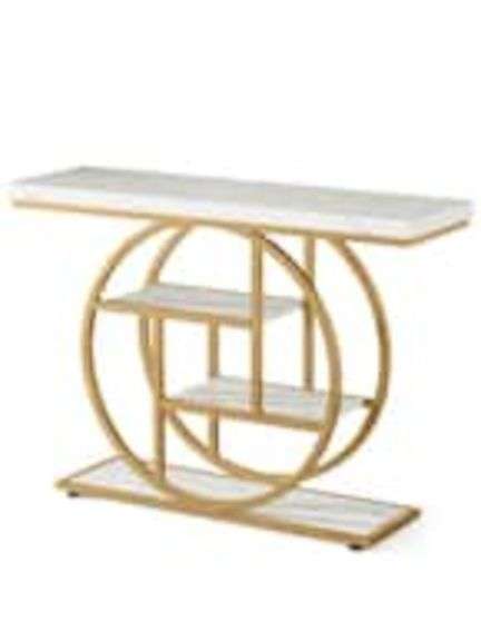 BYBLIGHT - Turrella 41.3 in. White Gold Rectangle Wood Console Table ...