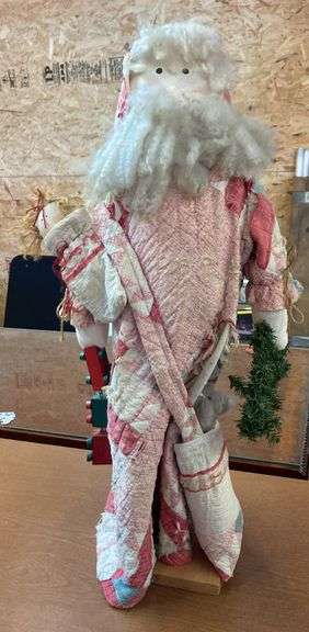 Quilted Cloth Handmade Santa Figurine, 31” - Metzger Property Services, LLC