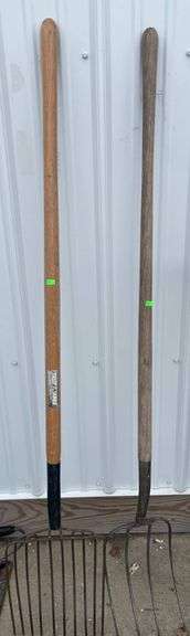 Two Long-Handled Farming Forks with Metal Tines - Metzger Property ...
