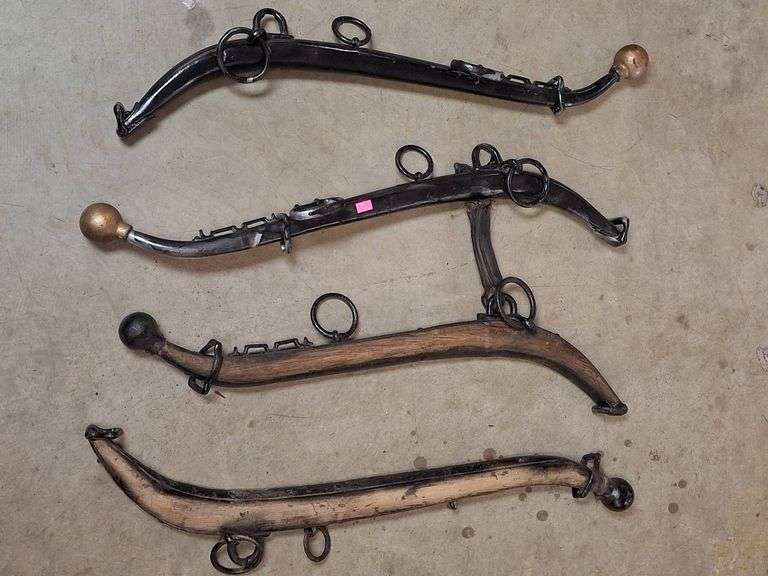 Four Metal and Wood Double-Tree Harness Yokes with Hardware - Metzger ...