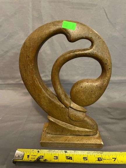 Abstract Stone Sculpture on Rectangular Base - Metzger Property ...