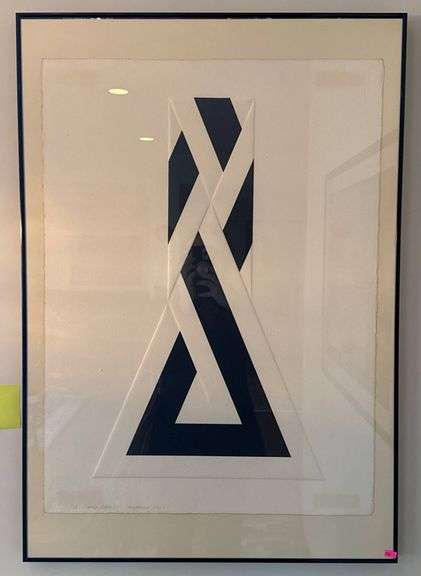 Omar Rayo Framed Abstract Geometric Print Signed and Dated by Artist ...