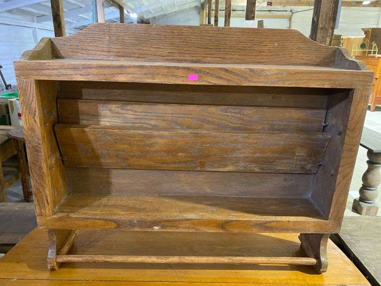 Open Back Hutch-Style Wood Wall Shelf with Carved Side Details, 30”L x ...