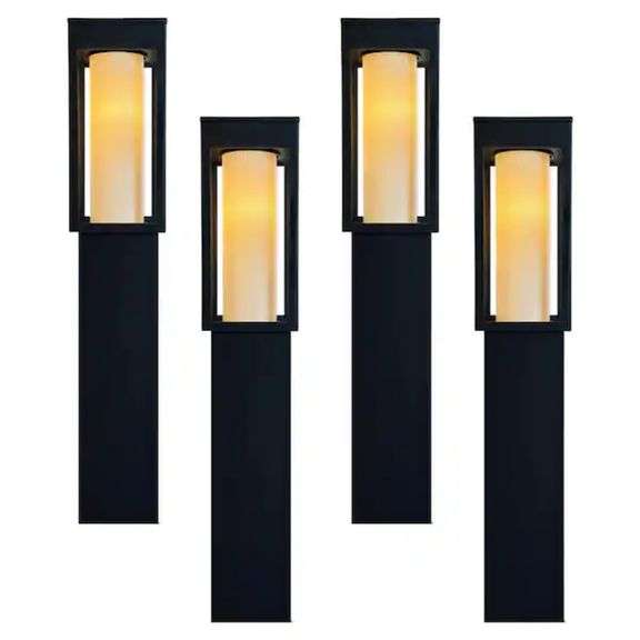 Monteaux Lighting Black Integrated LED Outdoor Solar Pathway Lights with Outer Clear and Inner ...