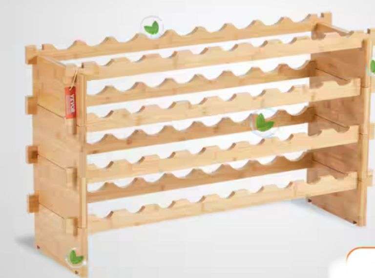 VEVOR 36-Bottle Stackable Modular Wine Rack, 4-Tier Solid Bamboo Wood ...