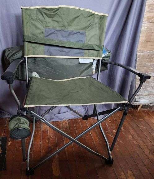 Slumberjack Green Folding Camp Chair with Steel Frame and Cup Holder ...