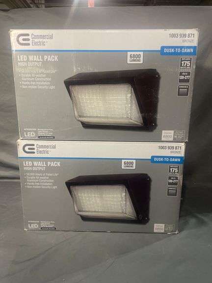 2 Commercial Electric LED Wall Pack High Output Dusk-to-Dawn Light ...