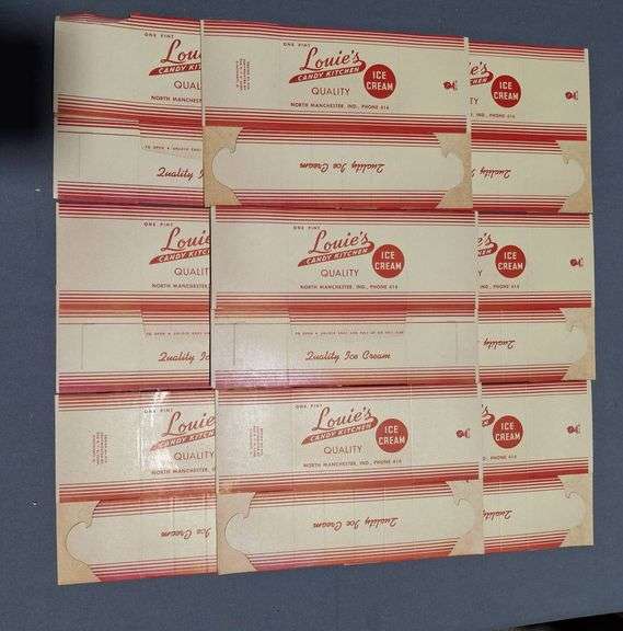 10 Louie’s Candy Kitchen Ice Cream Pint Cartons, North Manchester, IND ...