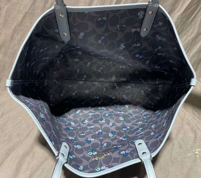 Coach Light Blue Tote Bag With Floral Interior - Metzger Property ...