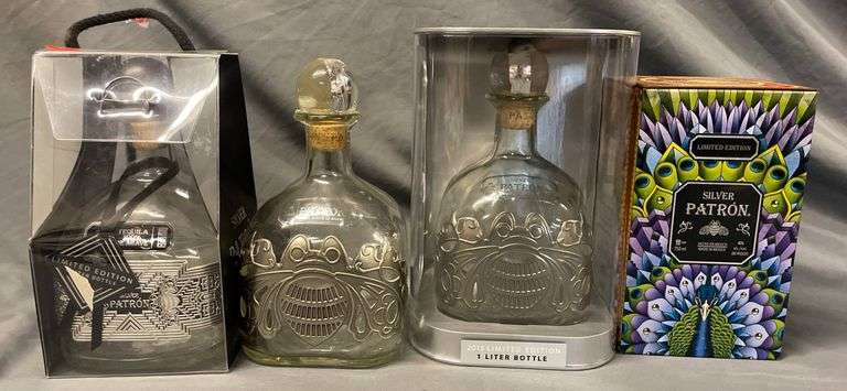 Set of Four Limited Edition Patron Silver Tequila Bottles with ...