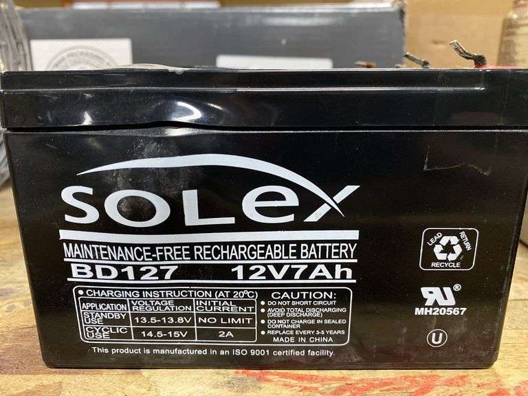 Solex Rechargeable Battery 12V 7Ah - Has a Bump - Metzger Property ...