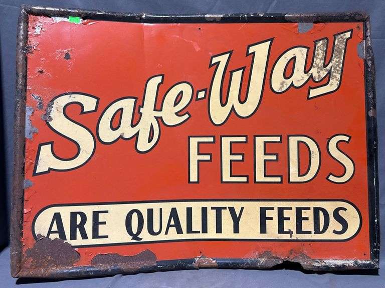 Metal Safe-Way Feeds Advertising Sign 30” x 22” - Metzger Property ...
