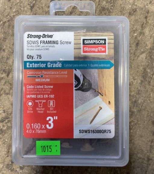 Simpson StrongTie Strong Drive SDWS Framing Screws 3” 75Pk - Metzger ...