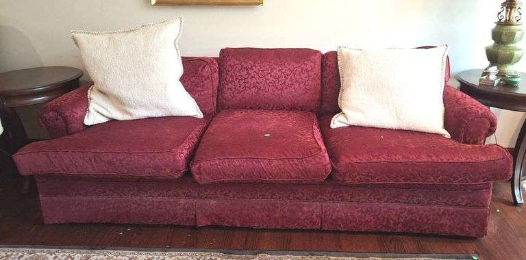 Red Upholstered Sofa with Damask Pattern 89" x 37" x 28" - Metzger ...