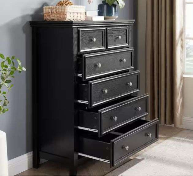 Black 6 Drawers 31.5 in. Wide Chest of Drawers Farmhouse 6 Drawers ...
