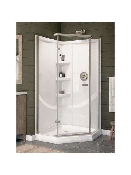 DELTA - 38 in. W x 73.88 in. H 2-Piece Direct-to-Stud Corner Shower ...