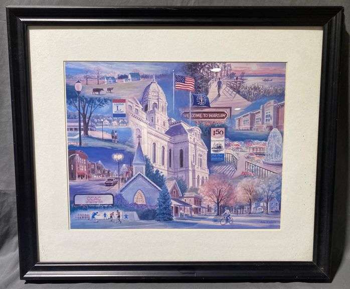 Framed John H. Woods Artwork Featuring Architectural and Scenic Views 27×23″ - Metzger Property ...