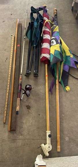 Yard stick, Metal Pole, Wood Pole, Fishing Pole, Folding Chair, Flags ...