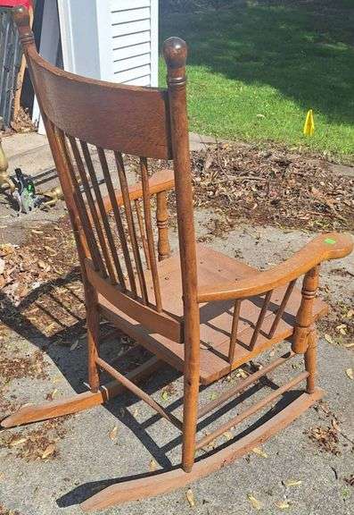 Pressed Back Rocking Chair with Spindle Backrest, 25x41in - Metzger ...