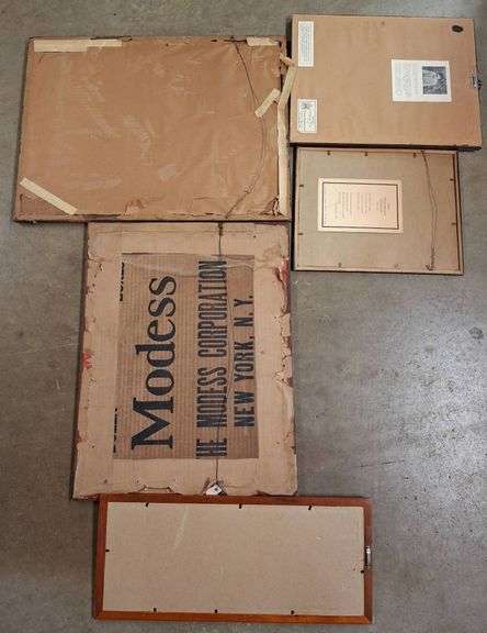 Five Framed Historical Prints and Documents Including Indiana Entered ...