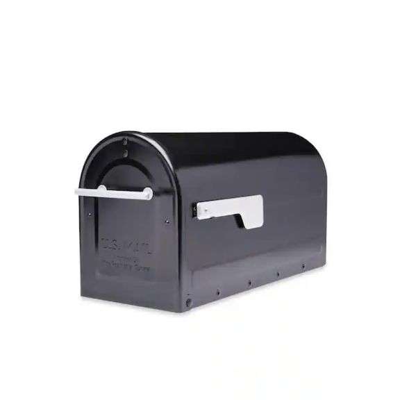 Architectural Mailboxes Boulder Black, Large, Steel, Post Mount Mailbox ...