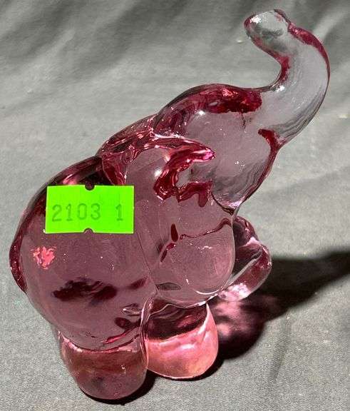 Fenton Pink and Clear Glass Elephant Figurine - Metzger Property ...