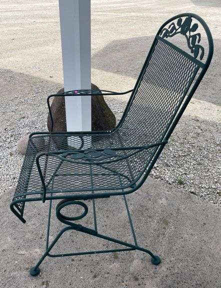 Metal Mesh Rocking Chair With Floral Backrest and Armrest Details 16 ...