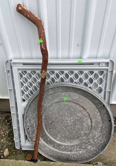 Walking Stick, Galvanized Metal Tray, and Plastic Gate - Metzger ...
