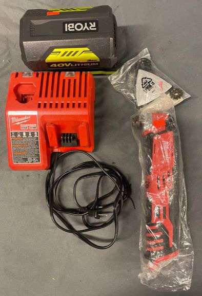 Milwaukee Multi-Tool with Charger and Ryobi 40V Lithium Battery ...