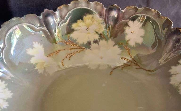 Red RS Prussia Porcelain Bowl with Floral Design, 10″ Diameter ...