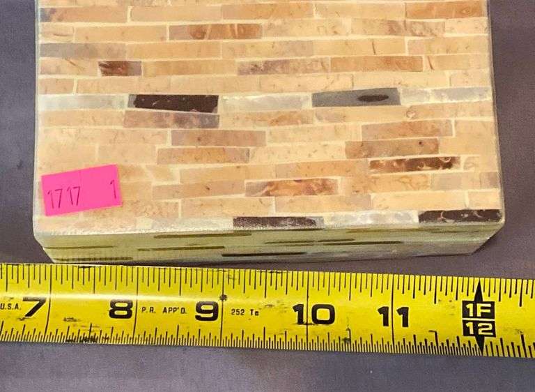 Rectangular Hinged Box with Mosaic Inlay and Velvet Interior - Metzger ...