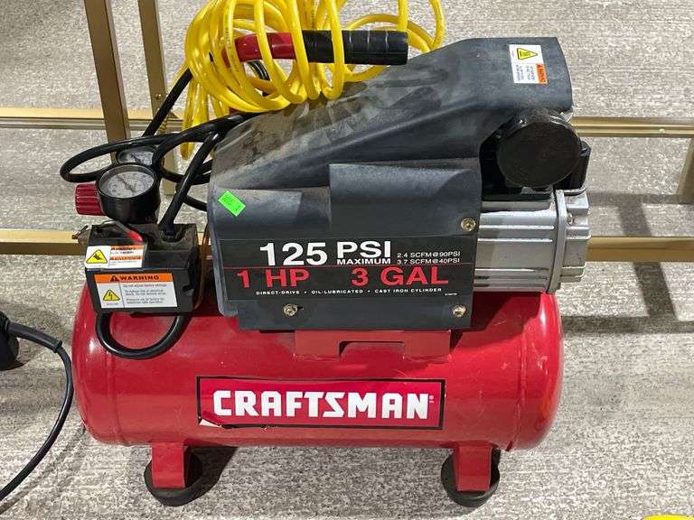 Craftsman 1 HP 125 PSI 3-Gallon Air Compressor With Hose - Metzger ...