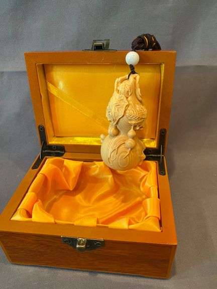 Hand Carved Netsuke with Decorative Box Featuring Latch Closure ...