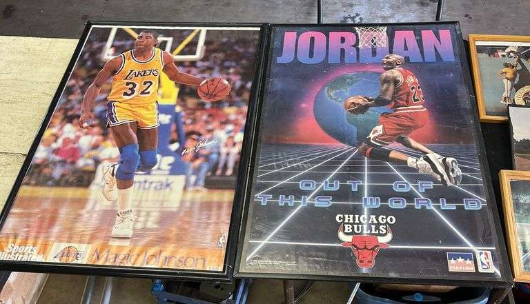 9 Framed Sports Photos Including Michael Jordan & Utah Jazz Mini ...