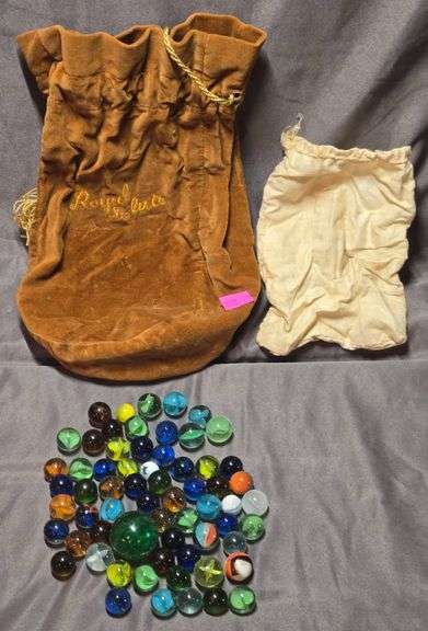 Drawstring Velvet Bags with Embroidery and Glass Marbles - Metzger ...