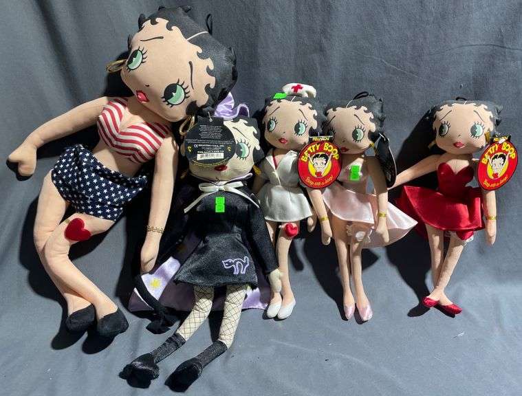 5 Betty Boop Plush Dolls in Themed Outfits by Fleischer Studios ...