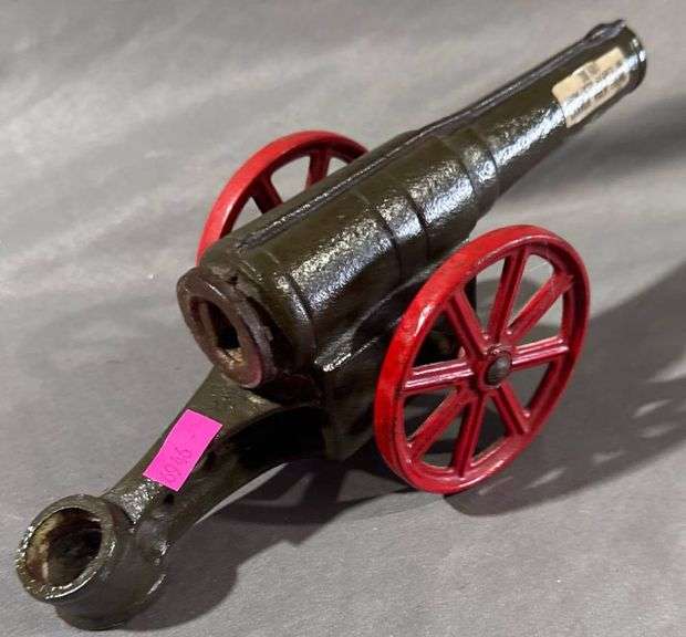 Cast Iron Miniature Cannon with Red Spoked Wheels - Metzger Property ...