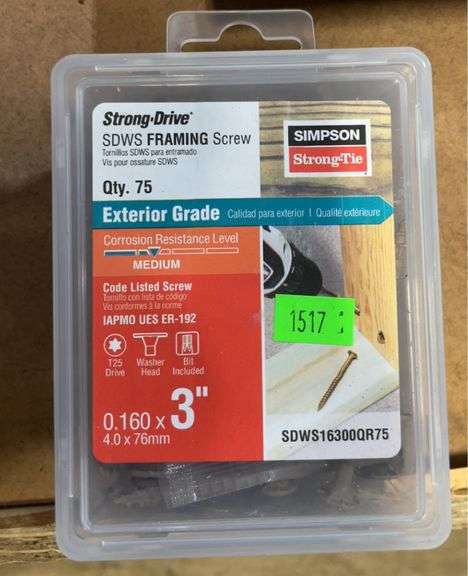 Simpson Strong Tie String drive SDWS Framing Screw 3” 75Pk - Metzger ...