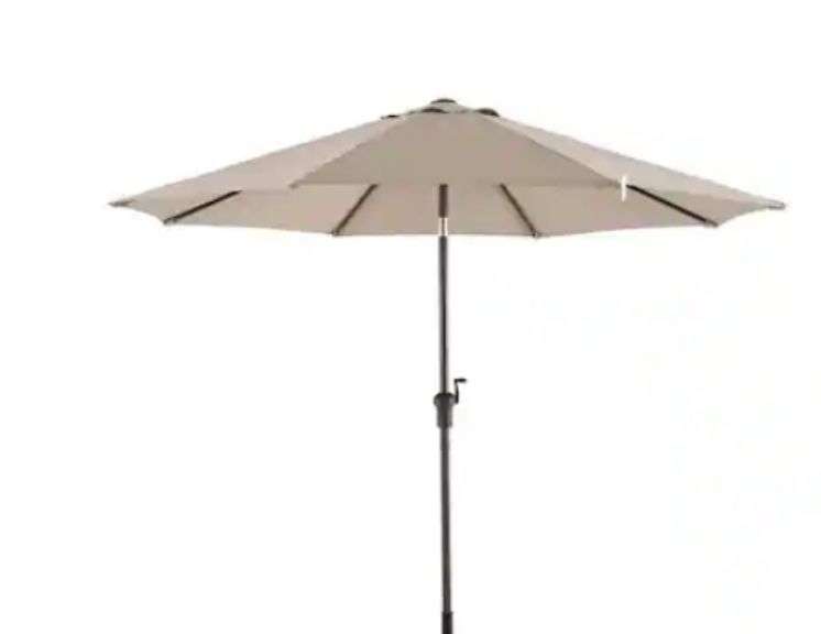 Hampton Bay 9 ft. Aluminum Market Crank and Tilt Patio Umbrella in ...