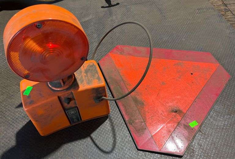 Orange Battery-Operated Warning Light and Reflective Safety Triangle ...