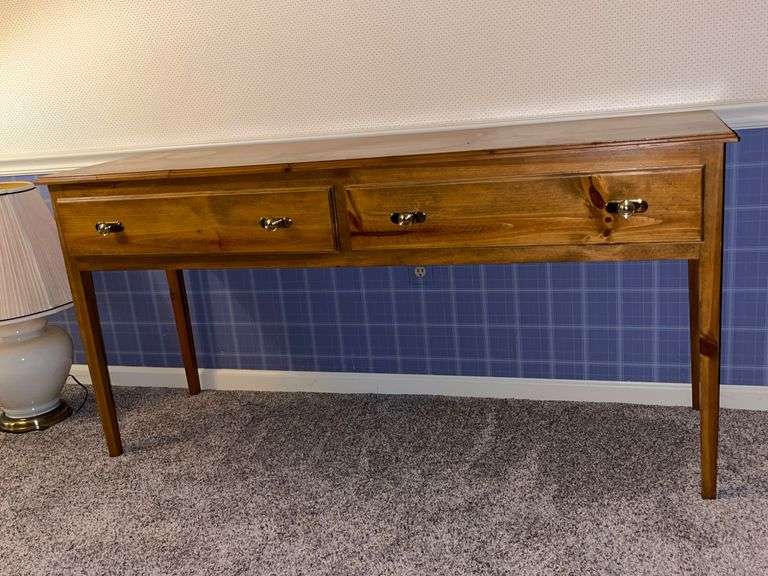 Rectangular Pine Console Table with 2 Drawers 60x18x29″ - Metzger ...