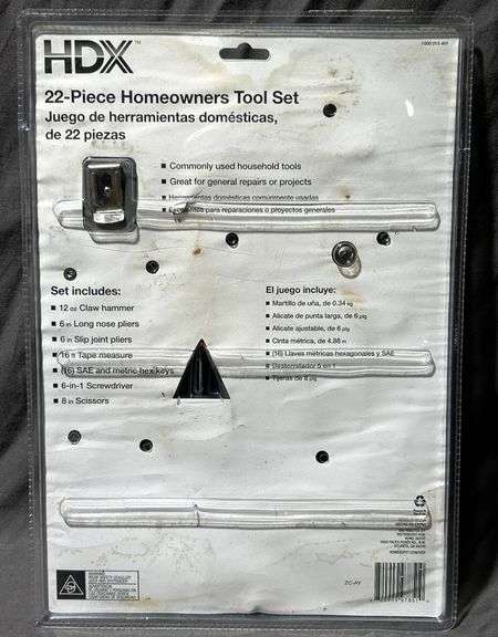 HDX 22-Piece Homeowners Tool Set with Hammer, Screwdriver, and Hex Keys ...