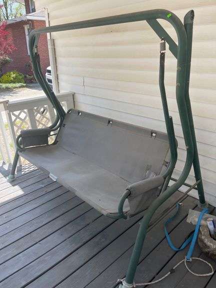 Metal Outdoor Swing with Fabric Seat 76″ - Metzger Property Services, LLC