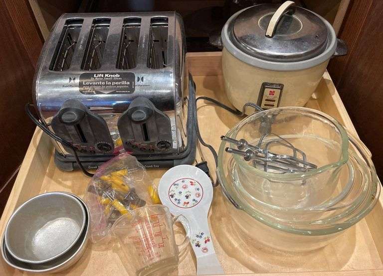 Kitchen Appliances and Utensils Featuring GE Toaster and National Rice ...